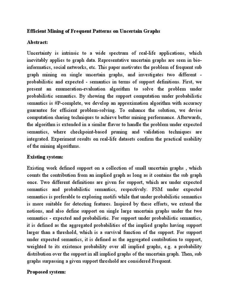 Efficient Mining Of Frequent Patterns On Uncertain Graphs Pdf Protein Protein Interaction