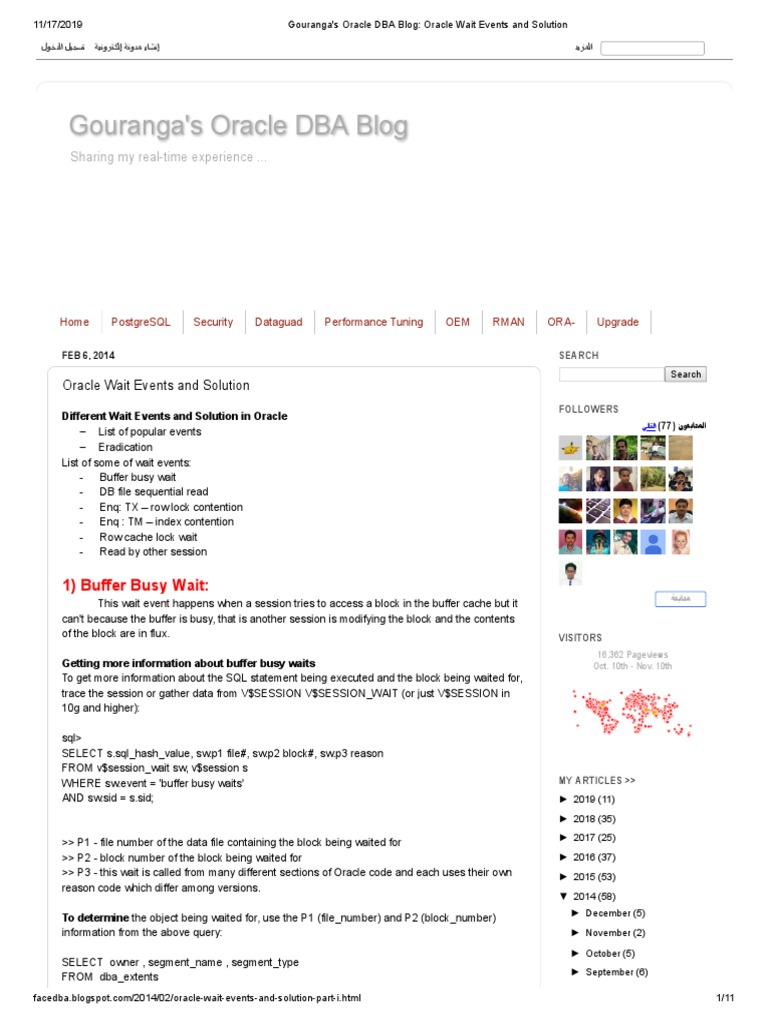 Oracle Wait Events and Solution Part I | PDF | Database Index | Cache (Computing)