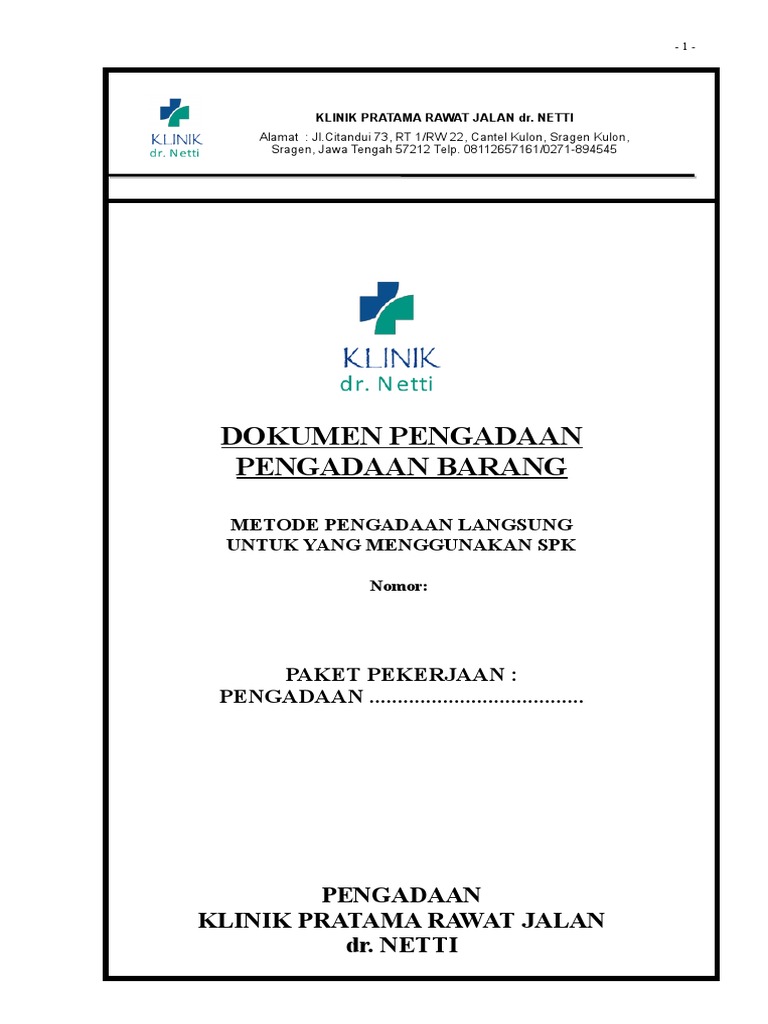 CONTOH Dokumen Pengadaan Barang | PDF