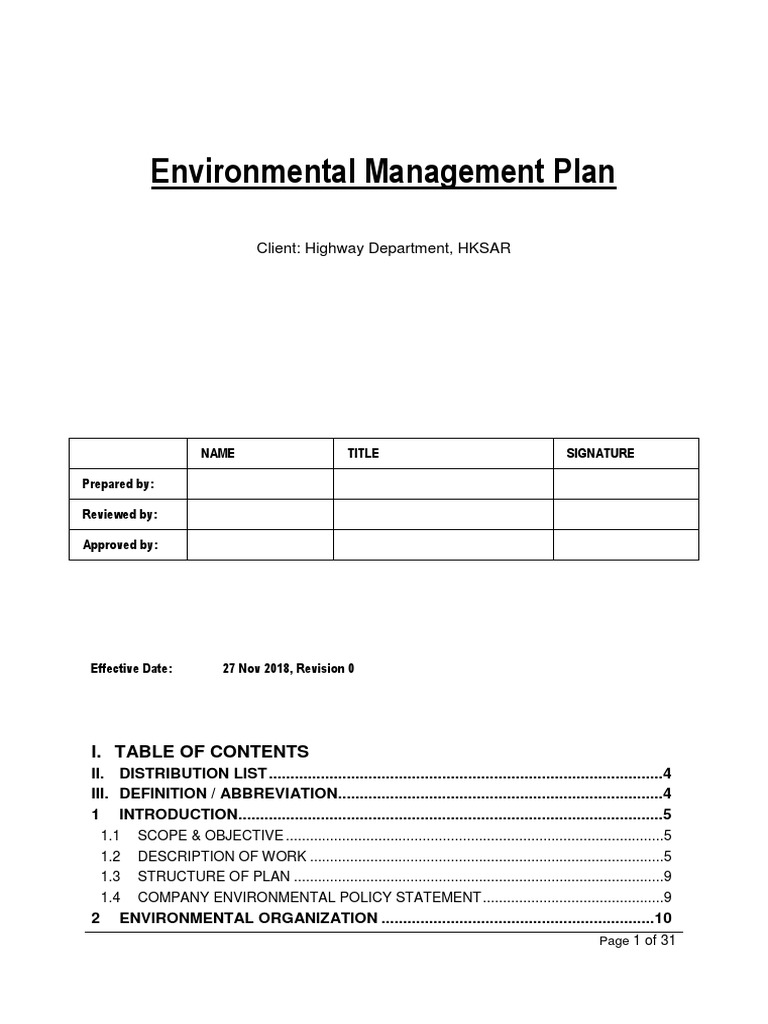 Environmental Management Plan Overview | PDF | Municipal Solid Waste ...