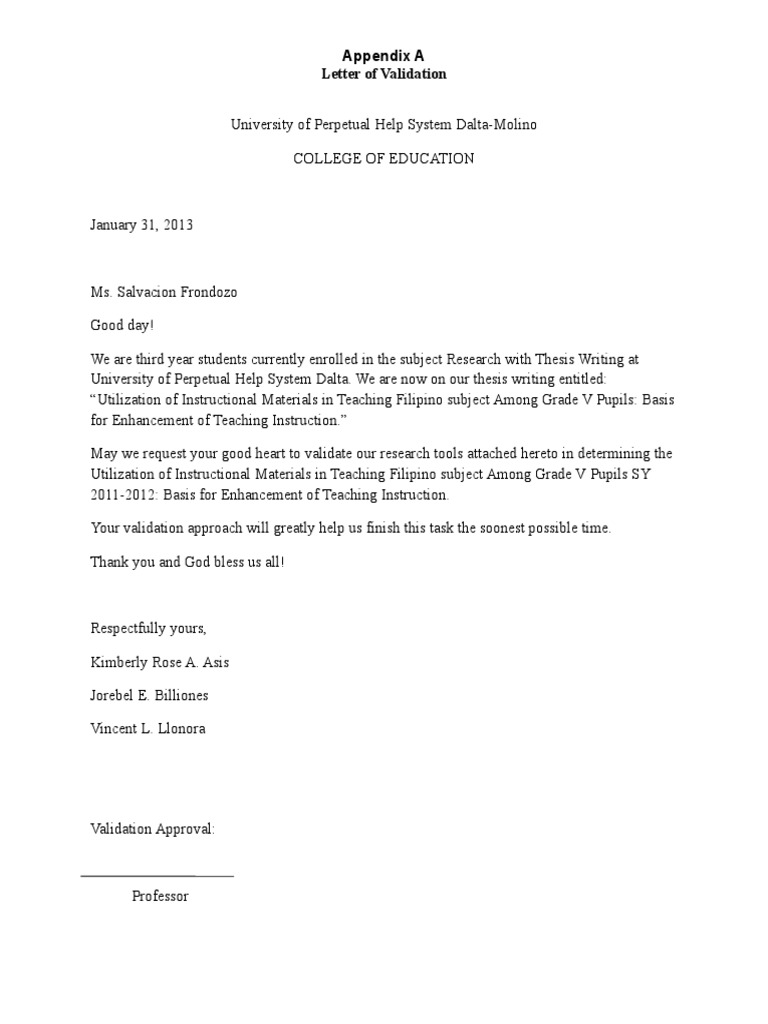 Validation Letter Final | PDF