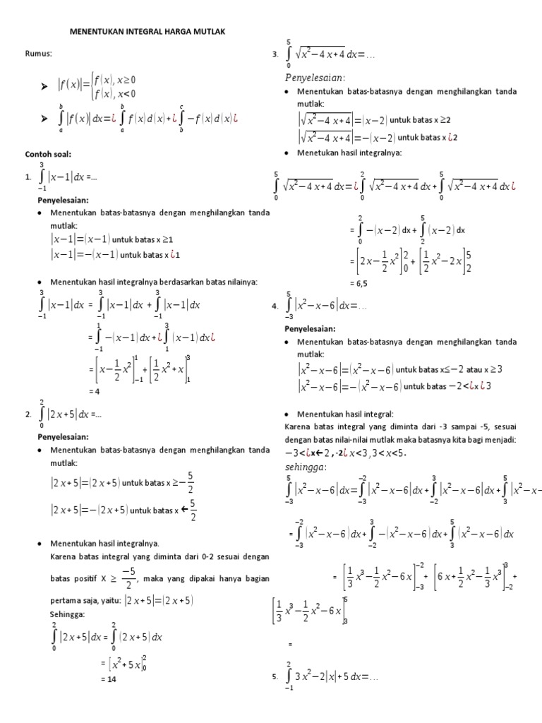 Menentukan Integral Harga Mutlak | PDF