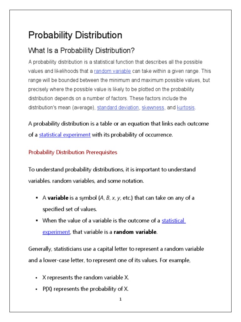 Probability Distribution | PDF | Probability Distribution | Probability ...