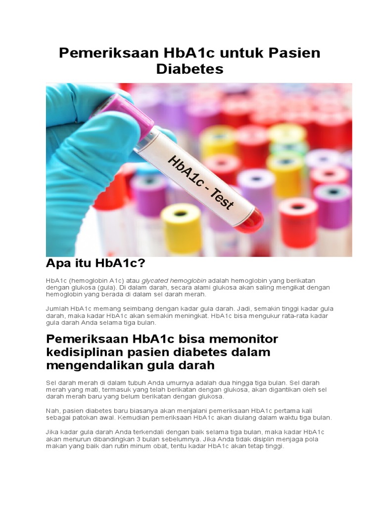 Pemeriksaan HbA1c Untuk Pasien Diabetes | PDF