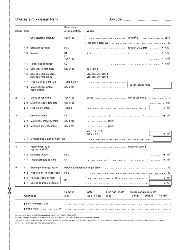 Concrete Design Mix Form PDF | PDF | Pascal (Unit) | Concrete