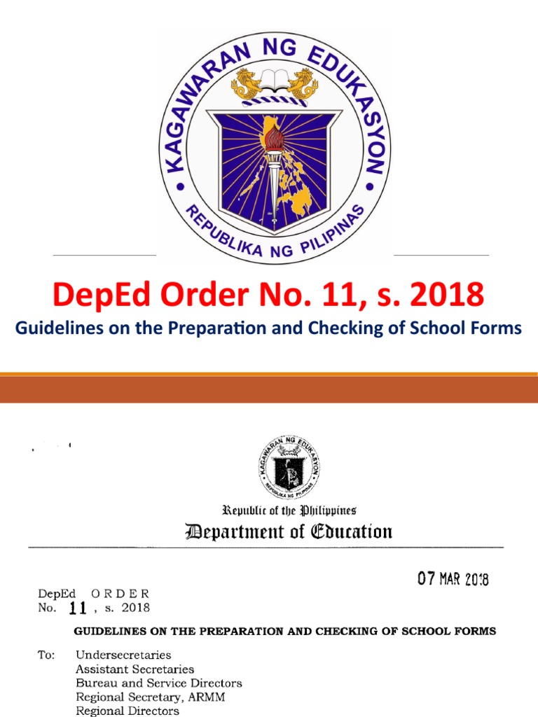 DepEd Order No. 11, s. 2018 Guidelines on Preparation and Checking of ...