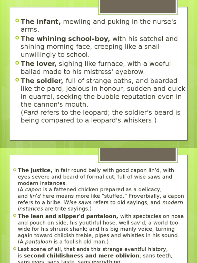 Analysis of 7 Ages of Men | PDF | Metaphor | Poetry