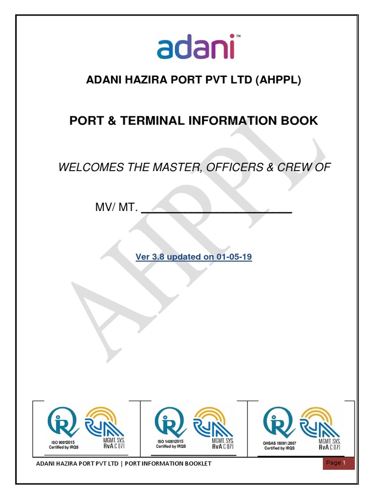 Adani Hazira Port Information Guide | PDF | Tide | Oil Tanker