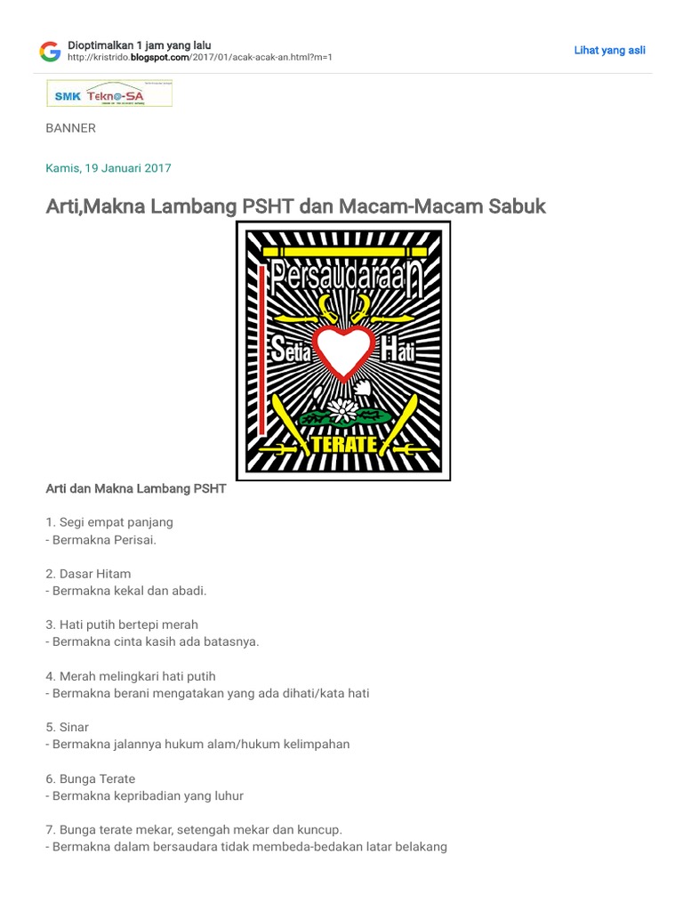PASHTER - Arti, Makna Lambang PSHT Dan Macam-Macam Sabuk PDF | PDF