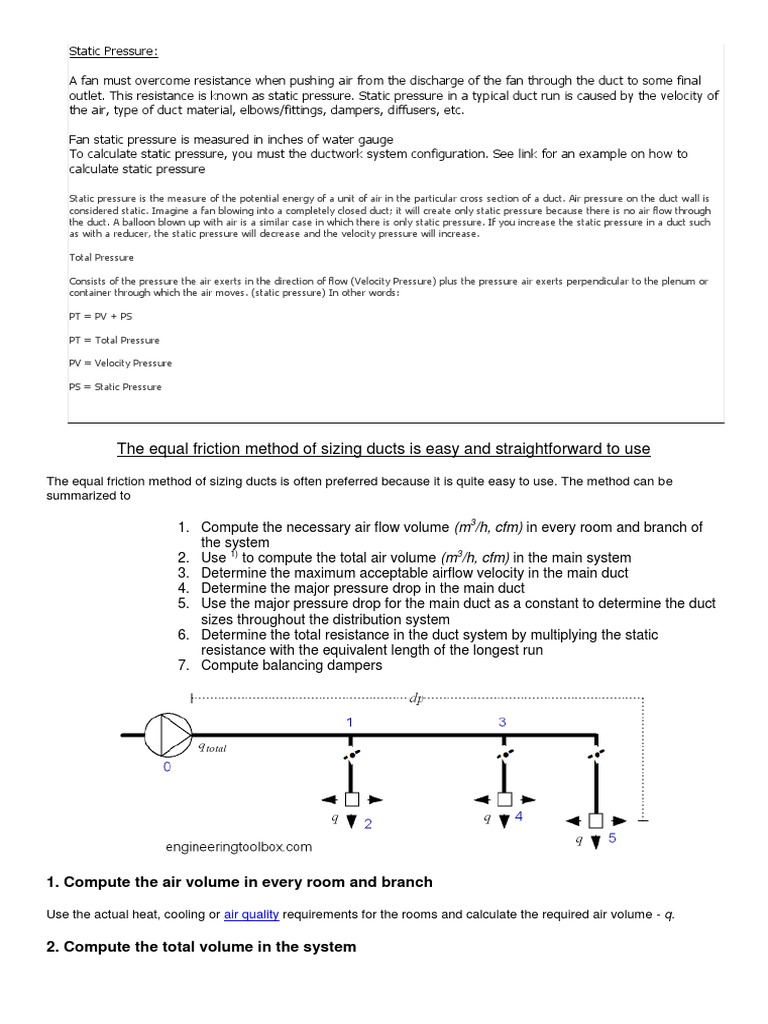 Duct Static Pressure Calculation PDF | PDF | Duct (Flow) | Pressure