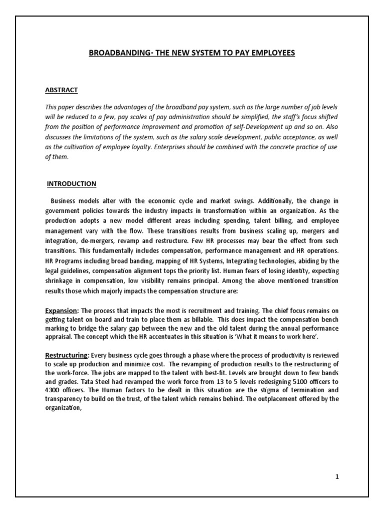Broadbanding-The New System To Pay Employees | PDF | Employment | Salary