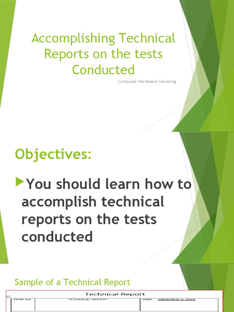 Accomplishing Technical Reports On The Tests Conducted | PDF ...