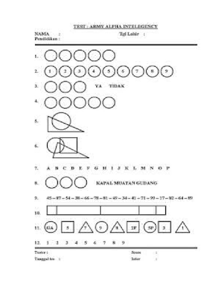Lembar Army Alpha | PDF
