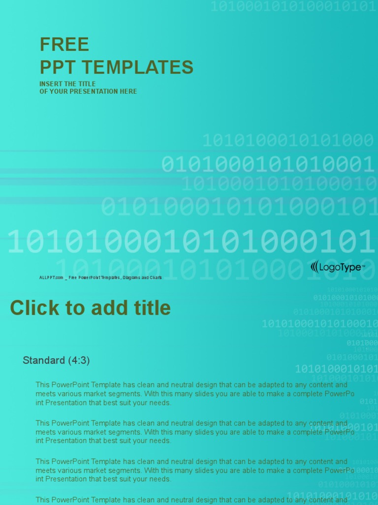 Binary Code Computer PowerPoint Templates Standard | PDF