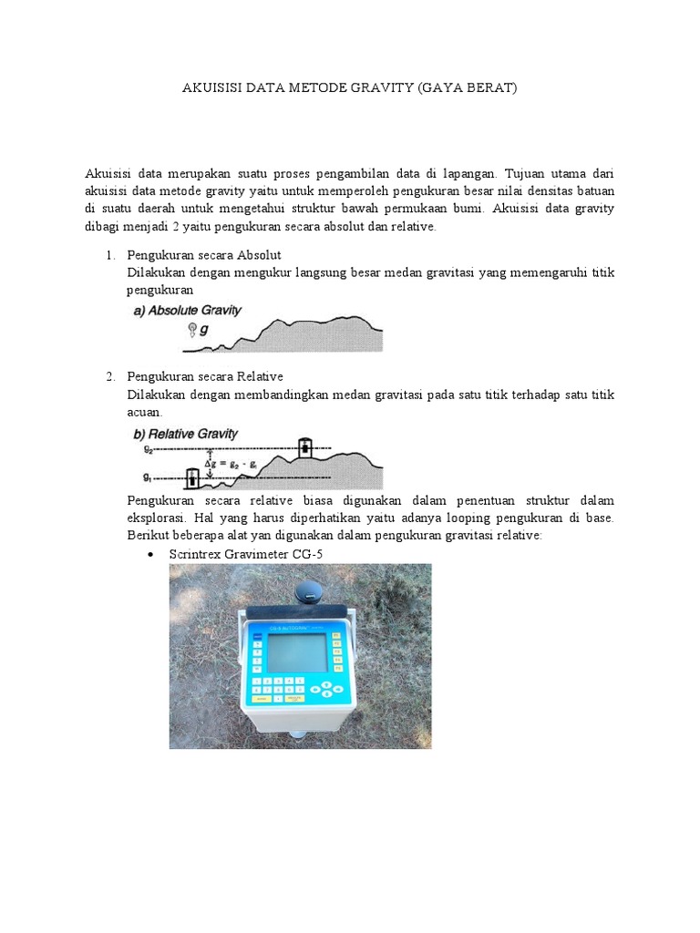 Akuisisi Data Metode Gravity | PDF