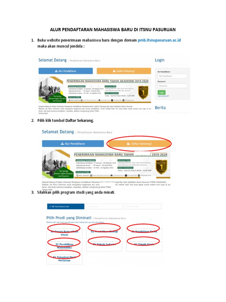 Pendaftaran Mahasiswa ITSNU Pasuruan | PDF