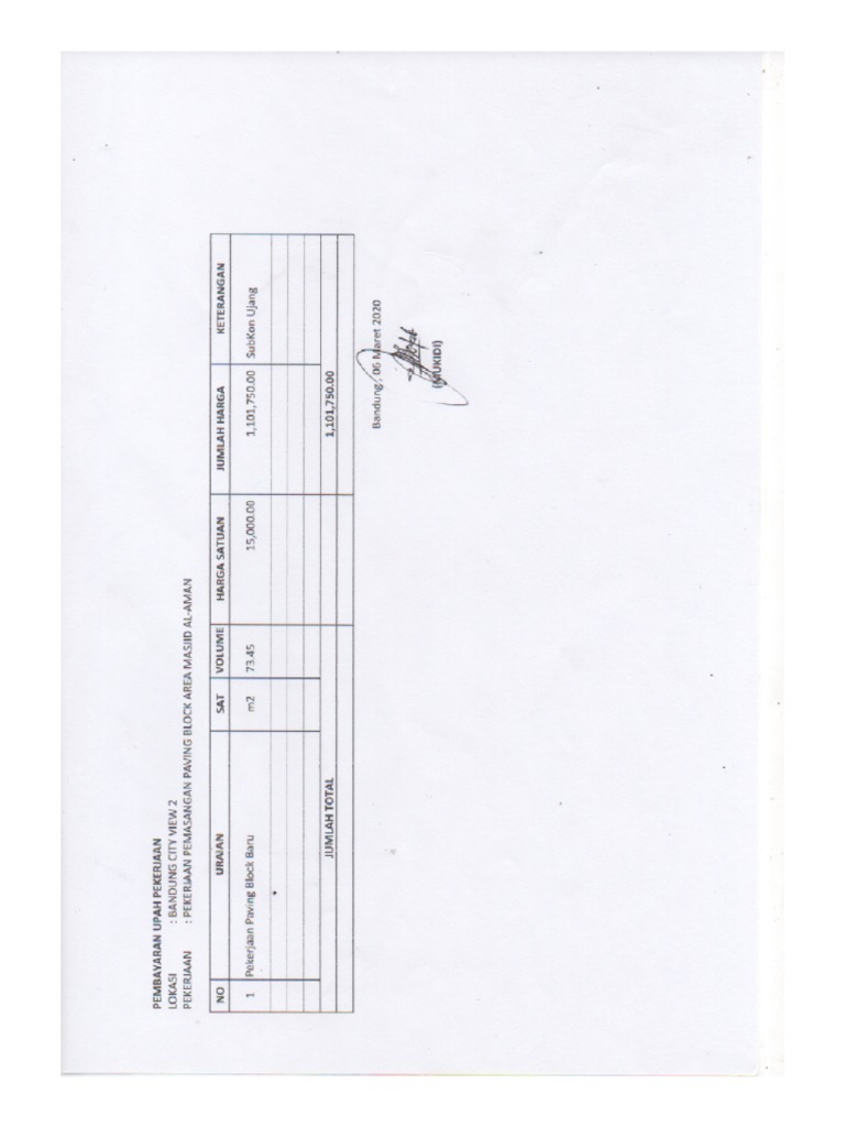 Form Opname Paving Masjid | PDF