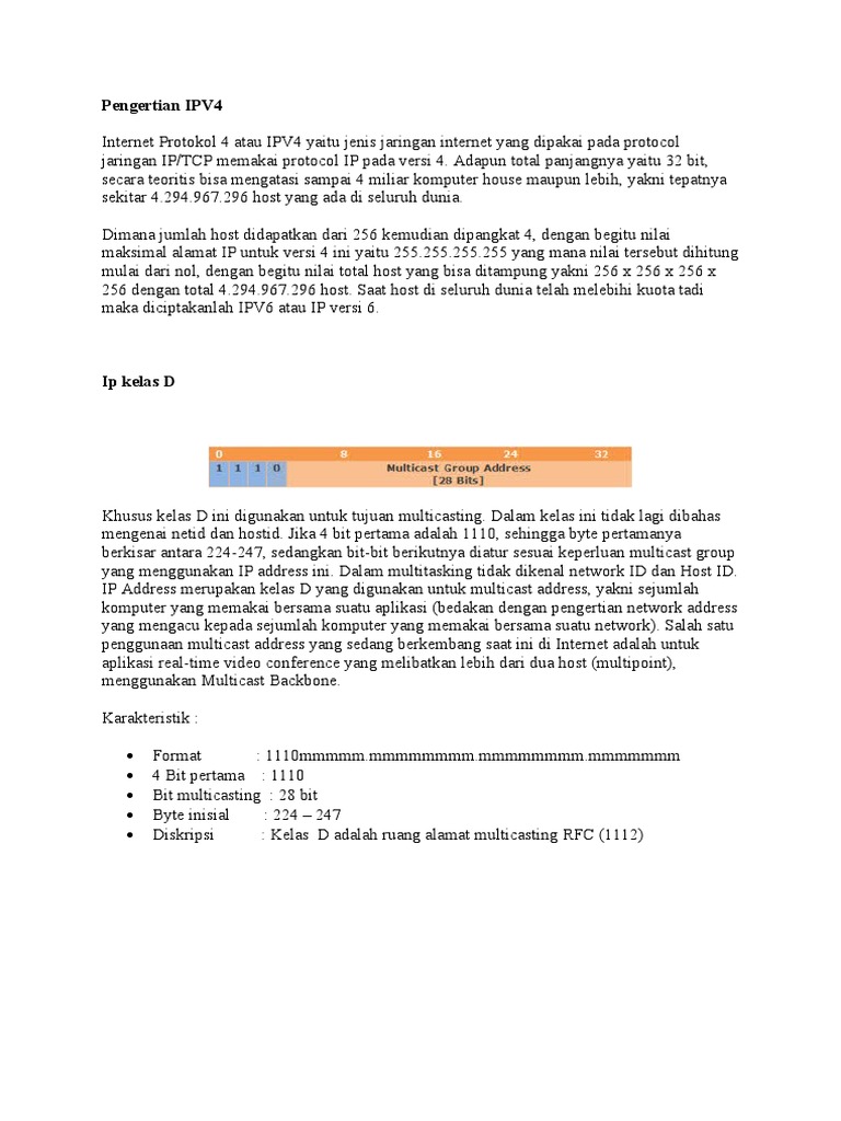 Pengertian dan Jenis Alamat IPv4 | PDF