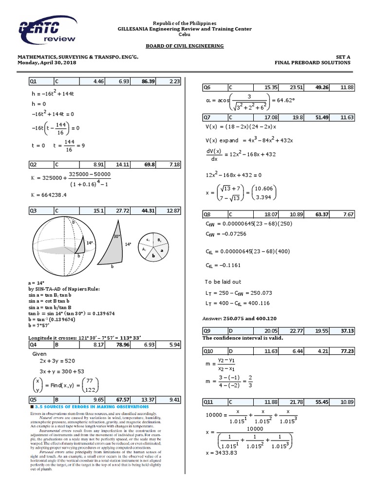 Final Preboard Sol | PDF | Teaching Mathematics