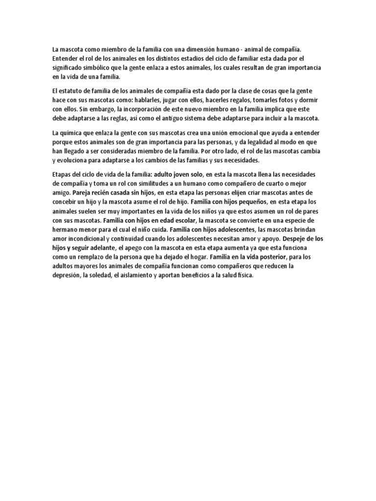 La Mascota Como Miembro de La Familia | PDF