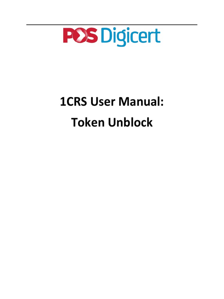 1CRS User Manual Token Unblock PDF | PDF | Personal Identification Number | Login