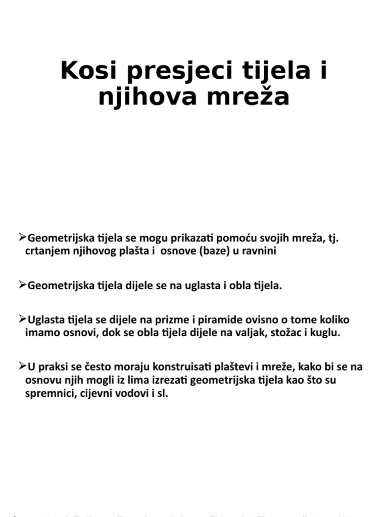Kosi Presjeci Tijela I Njihova Mreža | PDF