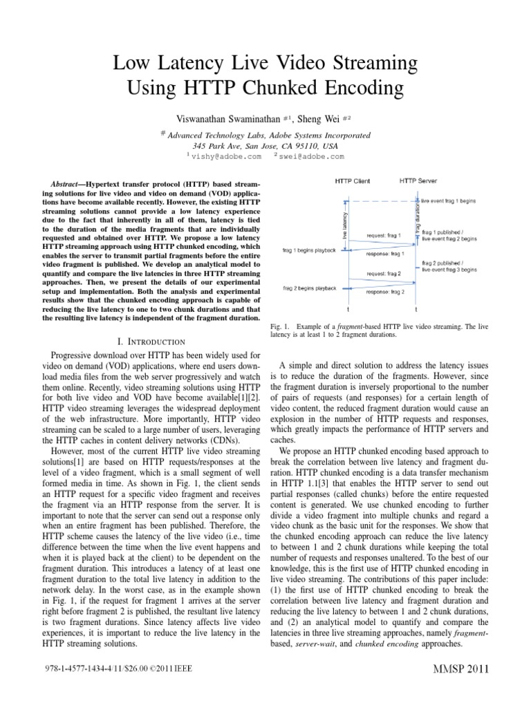 Low Latency Live Video Streaming Using HTTP Chunked Encoding | PDF | Hypertext Transfer Protocol ...