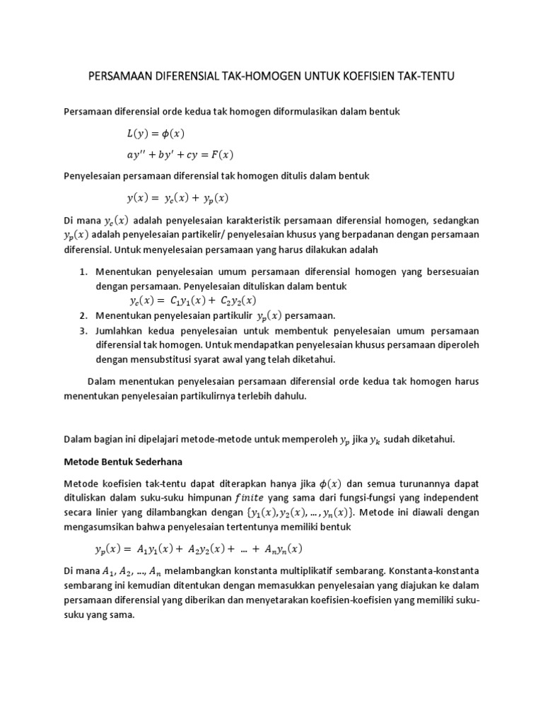 2.3 Persamaan Diferensial Non Homogen | PDF