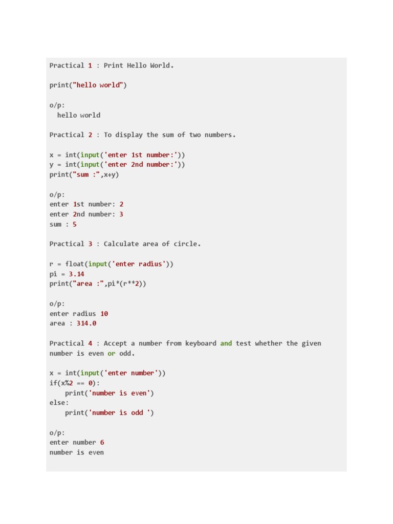 Python 1 10 Practicals Pdf Pdf Computer Programming Software Engineering 