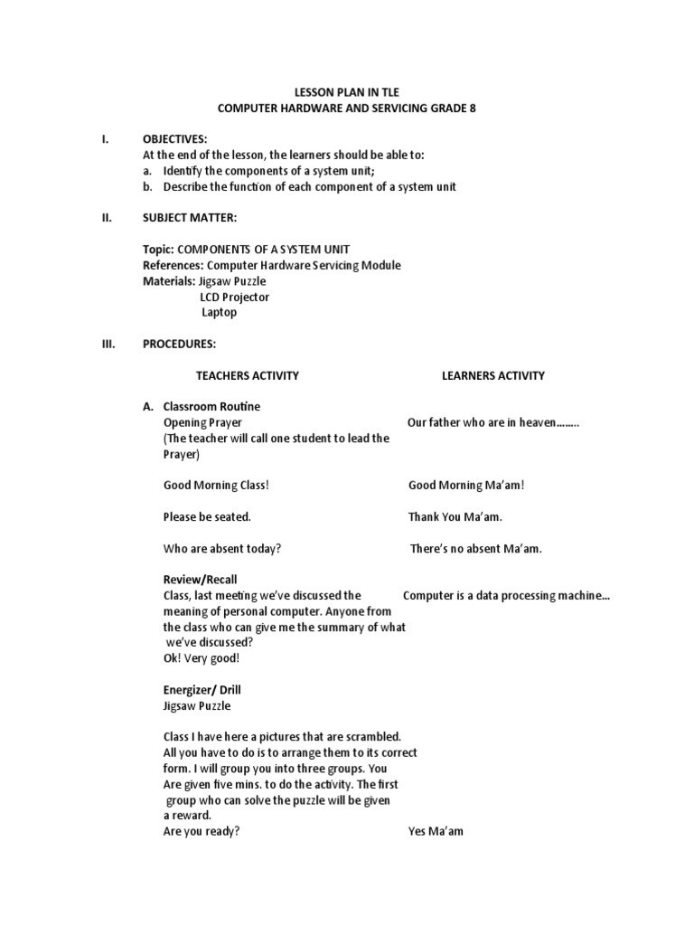 Le - PN in Tle Computer - Hardware | PDF | Areas Of Computer Science ...