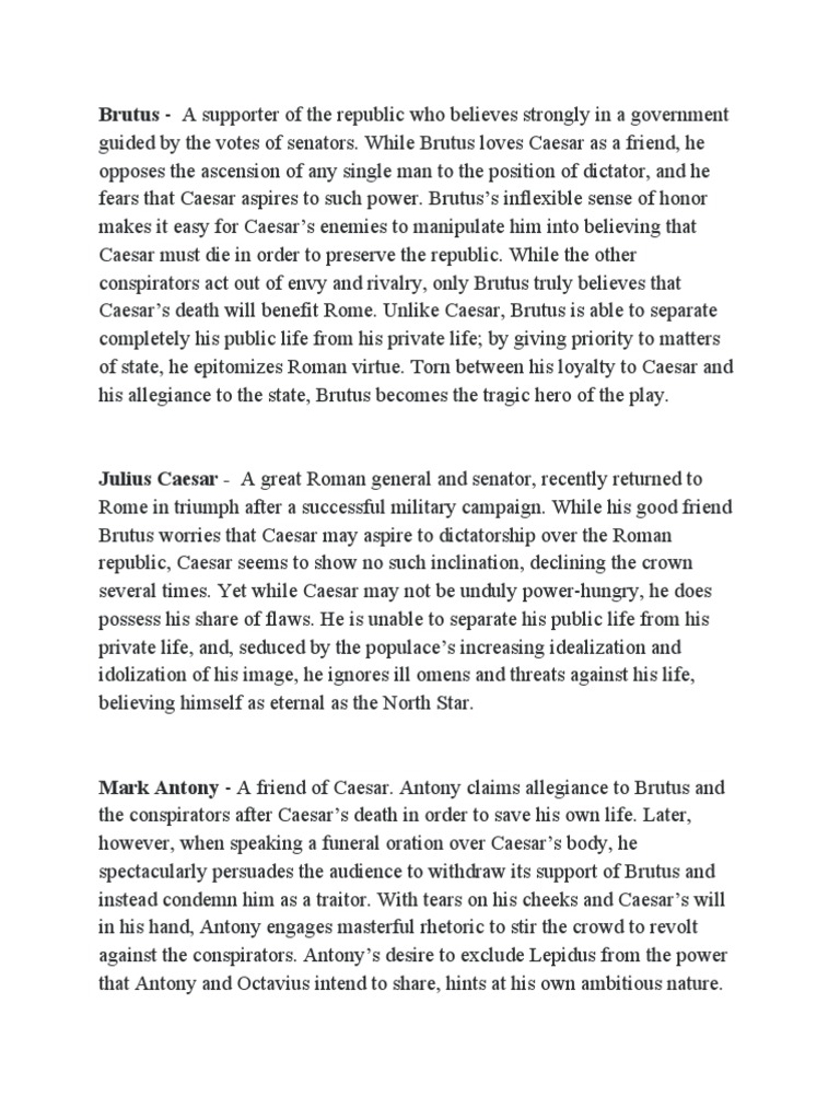 Julius Caesar Character Sketches | PDF