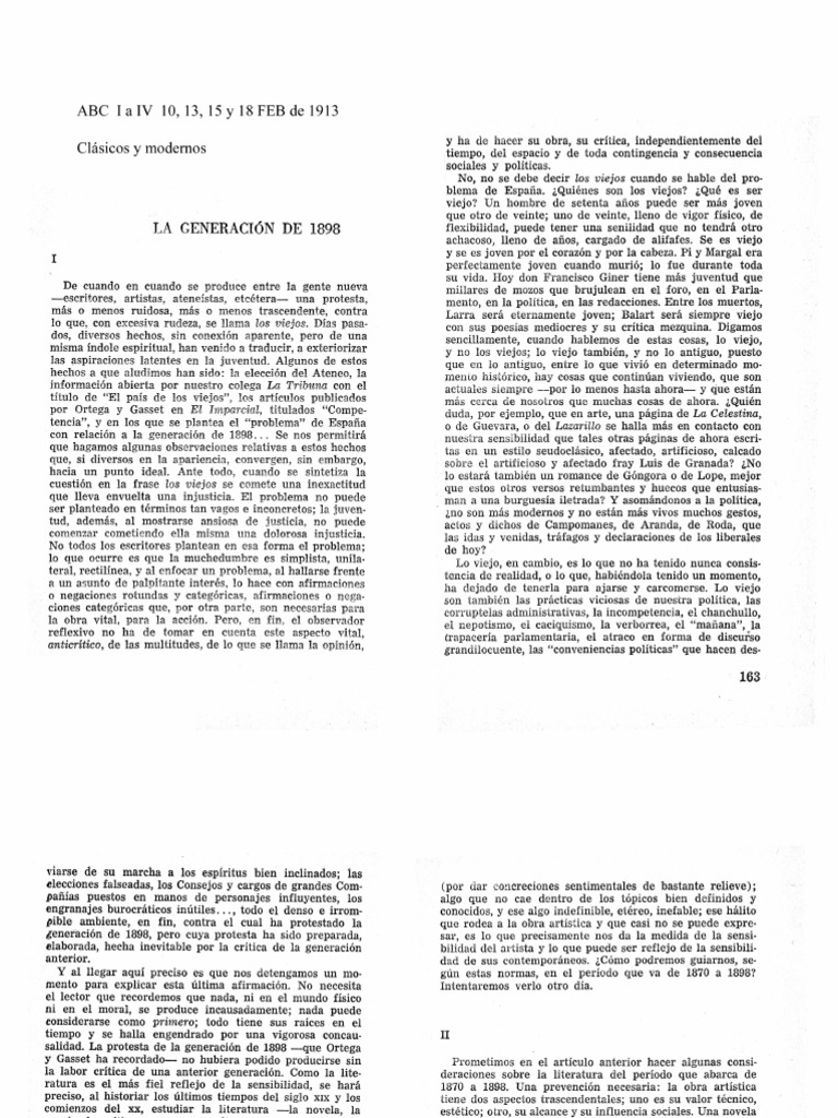 AZORIN La Generacion de 1898 Clasicos y Modernos PDF | PDF