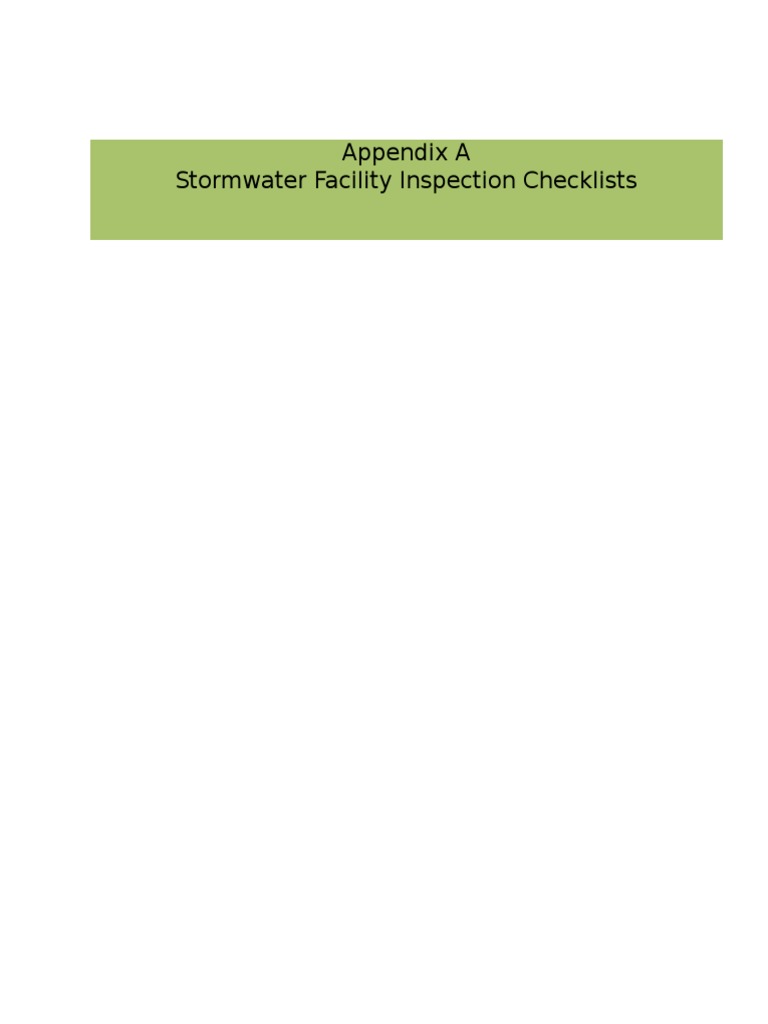 AppA Maintenance Standards Checklist | PDF | Storm Drain | Erosion