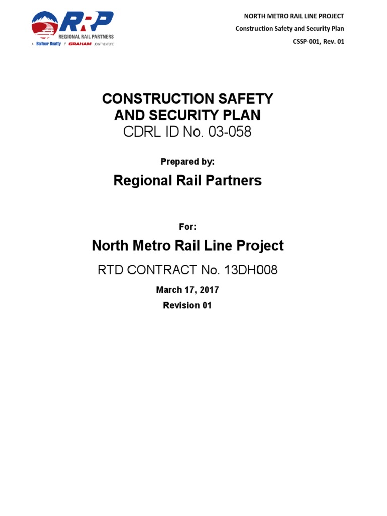 RTD NM RRP Construction Safety Security Plan PDF | PDF | Safety | Transport
