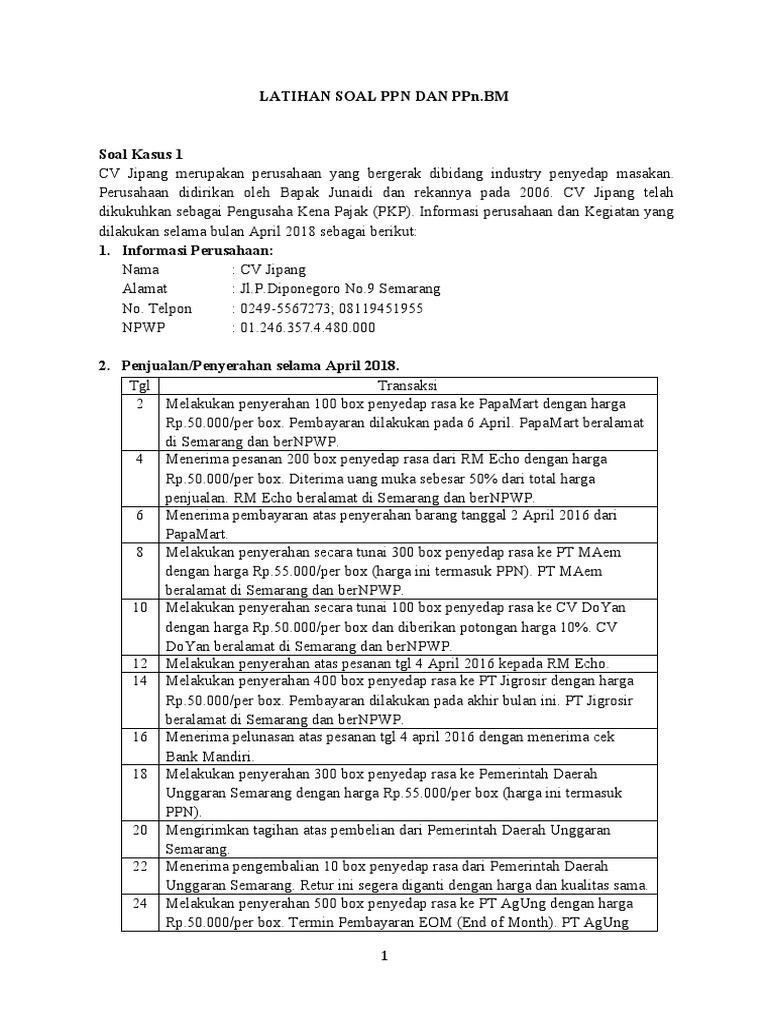 Soal PPN Dan PPNBM by LE2019 | PDF