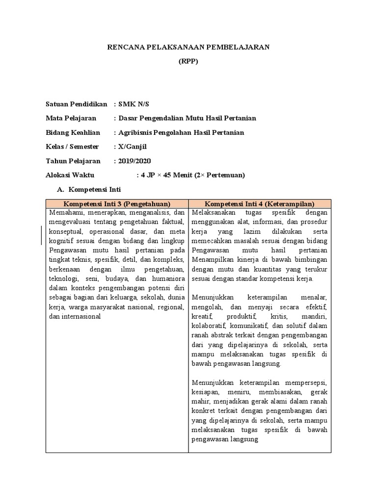 RPP K3LH SMK APHP Kelas X | PDF