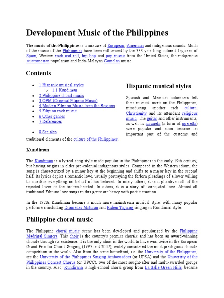 Development Music of The Philippines | PDF | Performing Arts ...