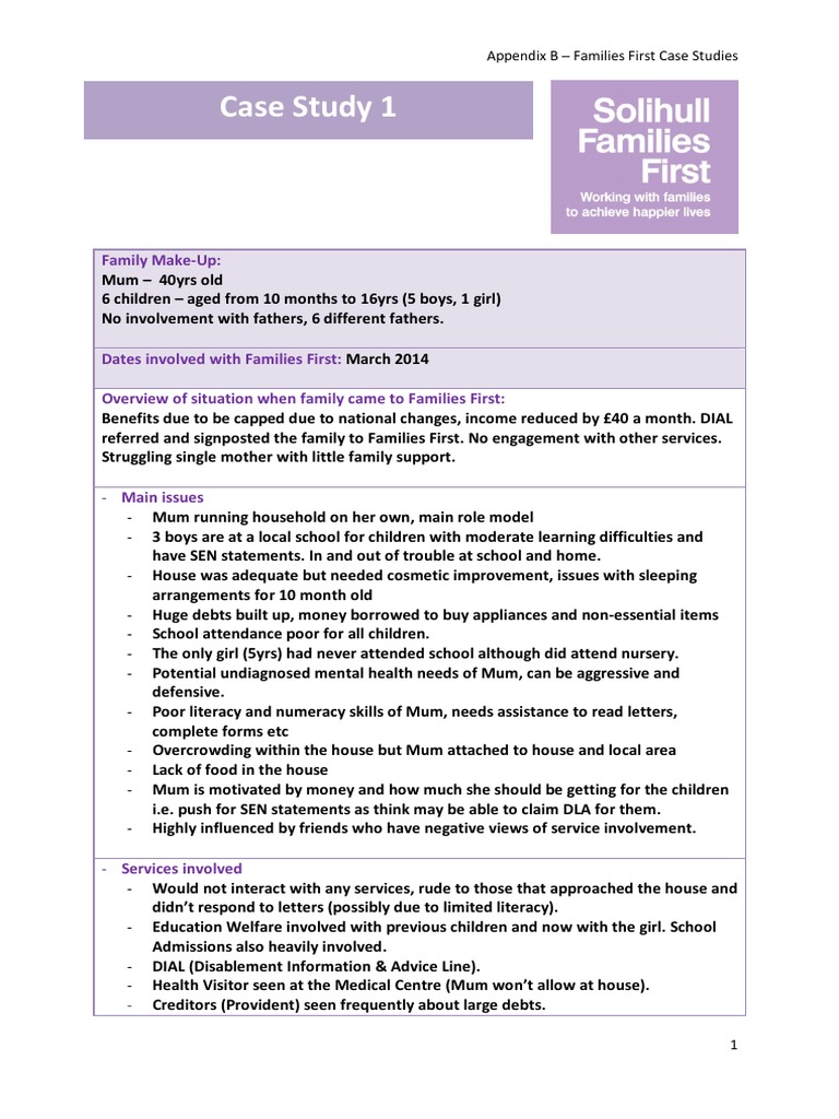 Families First Case Studies Overview | PDF | Preschool | Parenting