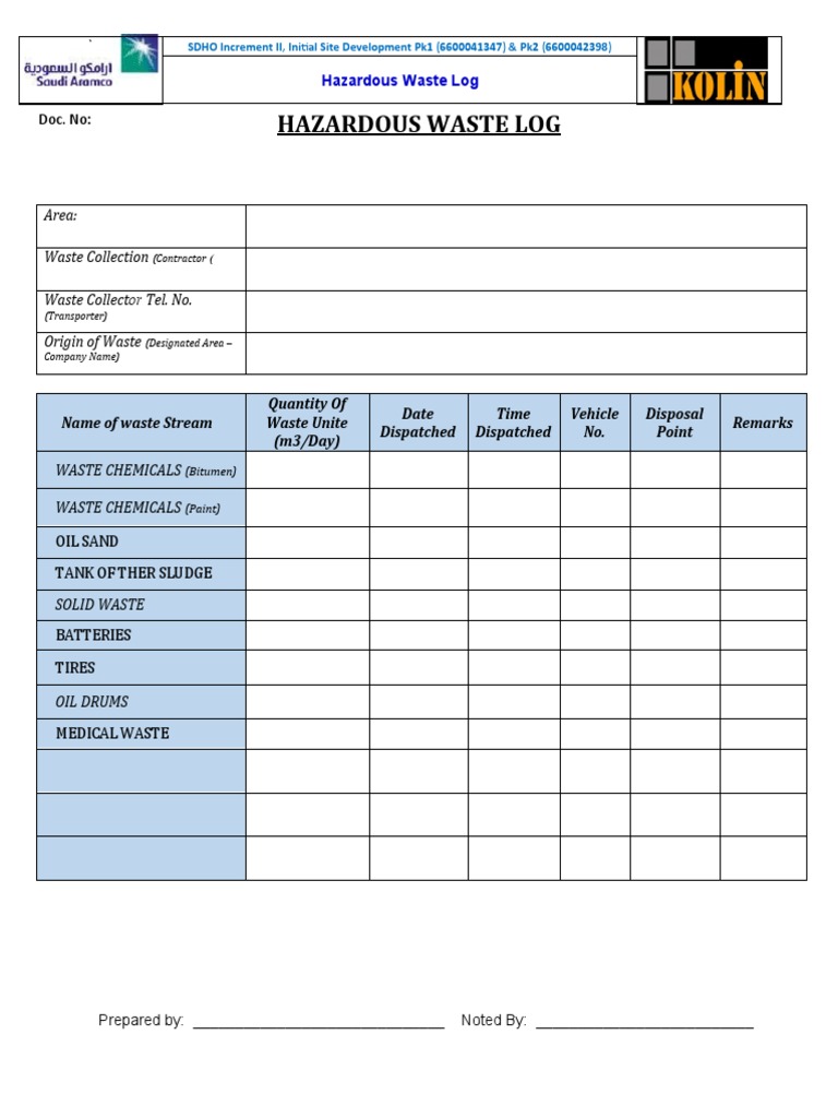 3.3.7 Hazdarous Waste Log | PDF
