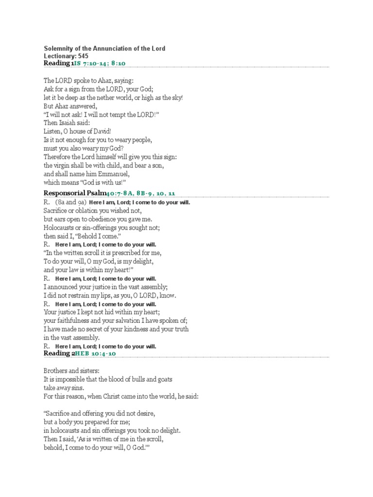 Solemnity of Annunciation | PDF | Sacrifice | Mary, Mother Of Jesus