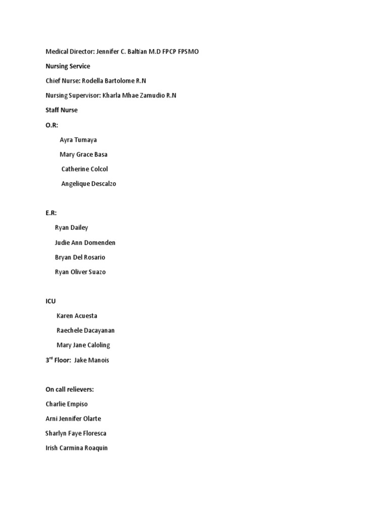 BMC Nursing Service | PDF