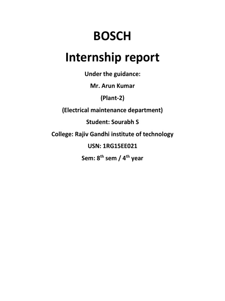Internship BOSCH | PDF | Fuel Injection | Energy And Resource