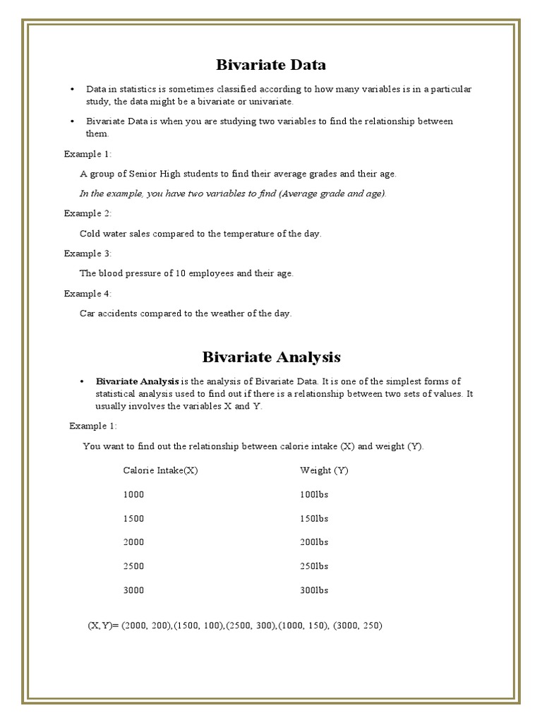 Bivariate Data | PDF | Scatter Plot | Correlation And Dependence