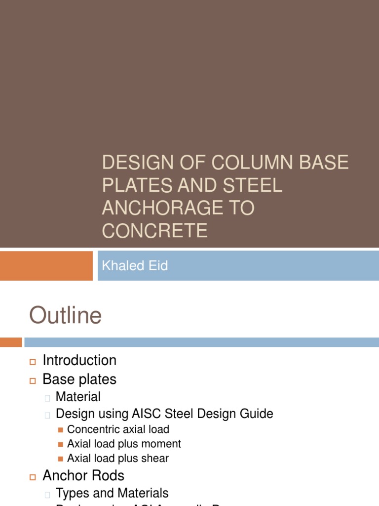 Column Base Plate and Anchor Design | PDF | Structural Steel | Column
