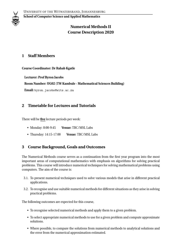 Numerical Methods II Course 2020 | PDF | Numerical Analysis ...