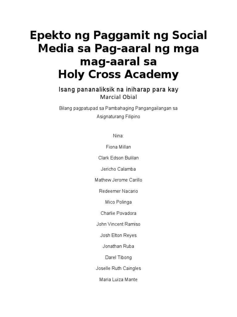 Epekto NG Paggamit NG Social Media Sa Pag | PDF