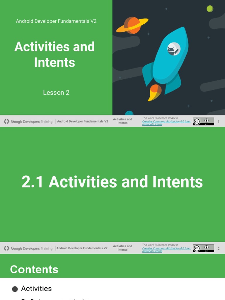 02.1 Activities and Intents | PDF | Creative Commons License | Android (Operating System)