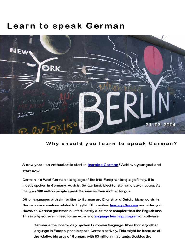 Learn To Speak German PDF | PDF | German Language | Germans