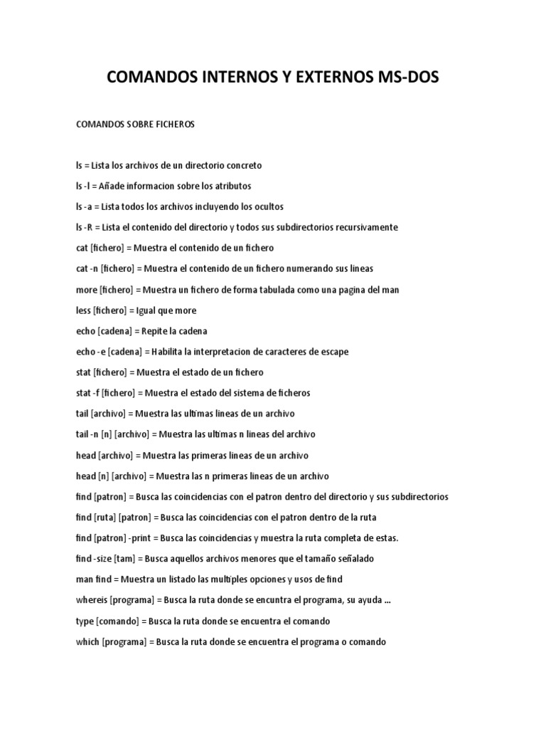 Comandos Internos y Externos MS | PDF | Archivo de computadora | Zip ...