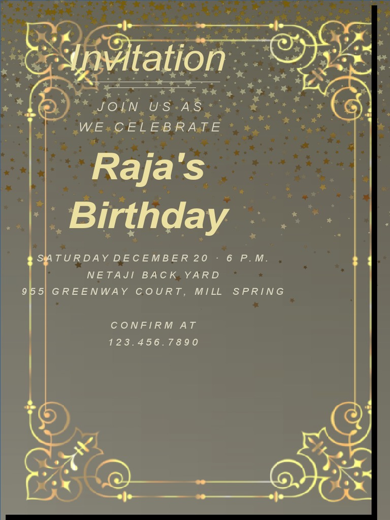Golden Birthday Invitation Card-WPS Office | PDF